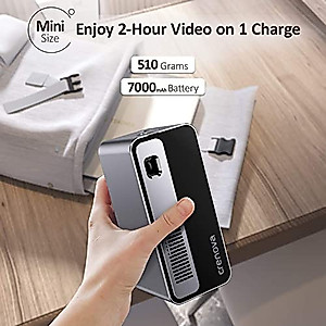 Crenova WiFi Projector with Bluetooth,170 ANSI Lumen Home Projector, Portable Mini DLP Projector 1080p Supported with 7000 mAh Built-in Battery & ±45°Auto Keystone for iPhone, Android,iPad, PS4, PC