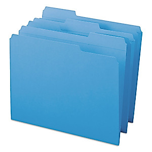Smead 12034 File Folders 1/3 Cut Reinforced Top Tab Letter Blue 100/Box