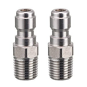 RIDGE WASHER Pressure Washer Couplers, 1/4 Quick Connect Plug, Male NPT Fitting, 5000 PSI, 2 Pack
