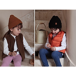 LMLALML 2 Pack Beanie for Baby Boys Soft Knit Baby Winter Hat Stripe Warm Baby Beanies Black Yellow