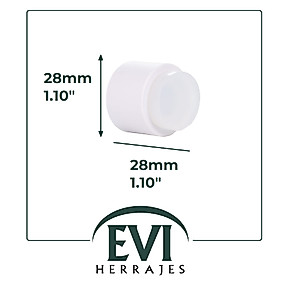 EVI | Wall Adhesive Doorstop | 1.1'' X 1.1'' | Great Adherence | 100% Functional | Mod. 198/28 (White Lacquered Stainless Steel - White Rubber)