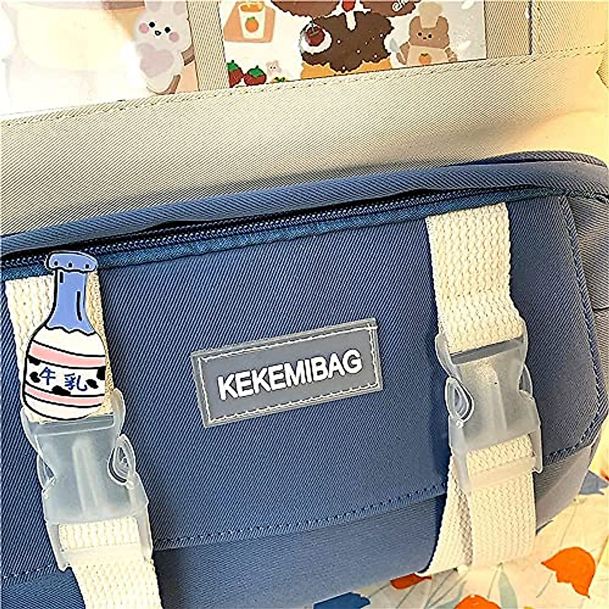 Kawaii Backpack for School Japanese, Aesthetic Backpack for Women Girls Cute Korean Style Bags with with Kawaii Pin and Accessories (Purple)