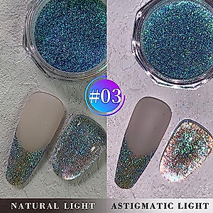 CHARMING MAY 4 Colors Holographic Nail Glitter Powder Set Shiny Metallic Chrome Nail Powder Kit for Acrylic Nails Sparkling Reflective Glitter Galaxy Effect for Party Nightclub(4 Colors(#1#2#3#4))