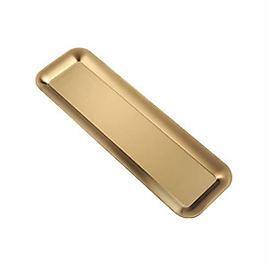 Food Tray Thickened 304 Stainless Steel Rectangular Tray Flat Bottom Metal Storage Tray Table Service Tray Serving Tray (Color : Brass)