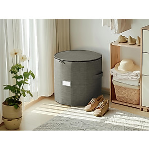 Vailando Shoe Organizer for Closet - Cylindrical Shoe Storage Organizer with Adjustable Dividers for Closet, Foldable, Gray, 2-Pack