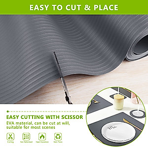 Drawer and Shelf Liner, Shelf Liner Grey Non Adhesive Refrigerator Mats Washable, No Odor Plastic Pantry Liners Wire Shelf Paper Drawer Liner for Cupboard Kitchen