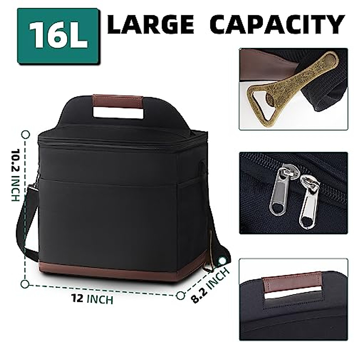 dujp Large Cooler Bag Collapsible Insulated Reusable Lunch Bag for Men Women,Lunch Box for Office Work Camping Picnic Beach, Leakproof Freezable Bag