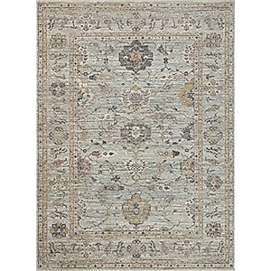 Loloi Magnolia Home by Joanna Gaines Millie Collection MIE-02 Sky/Gold 7'-10" x 10', .25" Pile Height, Area Rug