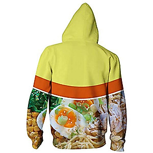 Keasmto 3D Ramen Chicken Noodle Soup Hoodie Food Sweatshirt For Men Women Cotton Cute Zipper XXXL