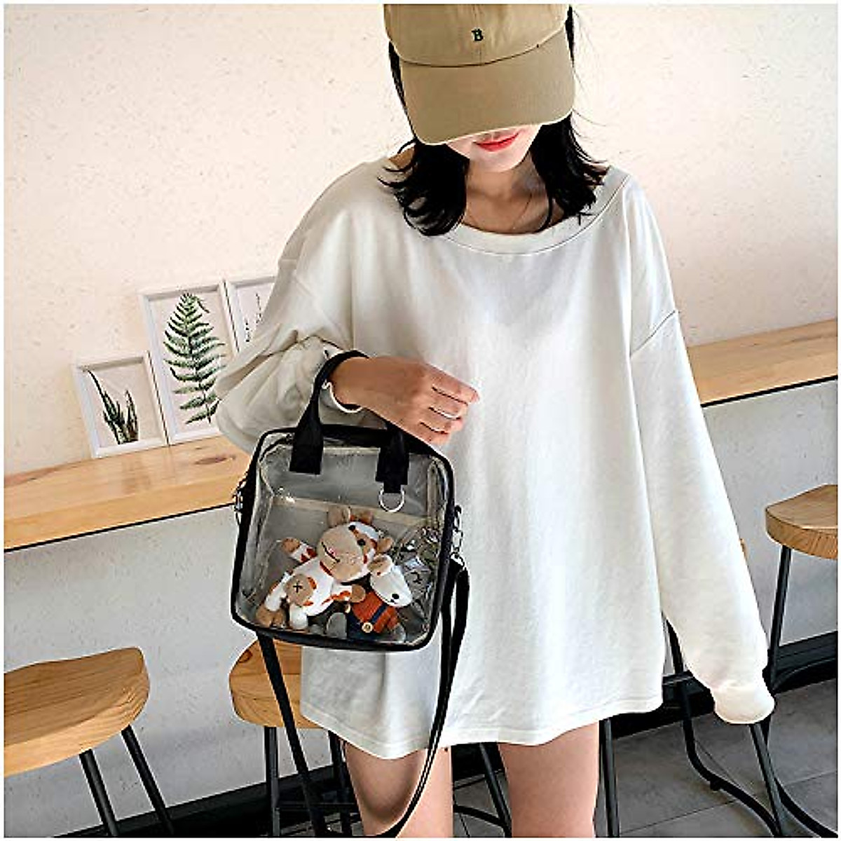 Hipi-shop Color small Clear Crossbody bag shoulder bag handbag for Anime Lolita Bag DIY Cosplay Display handbag (Black)