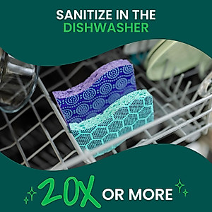 Scotch-Brite Scrub Dots Non-Scratch Scrub Sponge, Rinses Clean, For Washing Dishes and Cleaning Kitchen, 6 Scrub Sponges