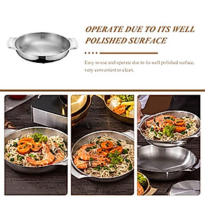 BESTonZON Fry Steel Bowls of 4 Paella Pan 16cm Stainless Steel Paella Pan Paella Dish Pan Seafood Pan Flat Bottom Stainless