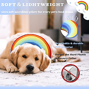 Inflatable Rainbow Protective Dog Donut Cone Collar for Dogs Cats-Soft Recovery Adjustable E-Collar Dog Neck Donut Cone Alternative After Surgery to Prevent from Biting Licking Scratching
