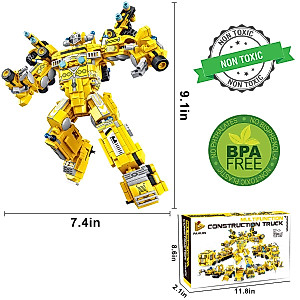 PANLOS 723 PCS Robot Building Kit, 8-in-1 Kids Model Engineering Construction Vehicle Building Blocks Sets, STEM Learning Building Bricks Toys for Kids Children Boys & Girls Age 4-8