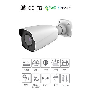 Titanium IP-5IR5S31/28 5MP Network IR WDR IP Bullet Camera, 2.8mm Lens, Outdoor Weatherproof NDAA Approved