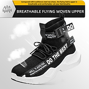 Furuian Steel Toe Shoes for Men Women Comfortable Lightweight Safety Snekaers Industrial Construction Work Shoes for Men Black