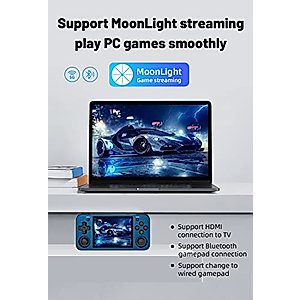 ANBERNIC RG353M Handheld Game Console , Aluminum Alloy CNC Process Dual OS Android 11 + Linux System Support 5G WiFi 4.2 Bluetooth Built-in 64G SD Card 4452 Games (Deep Blue)