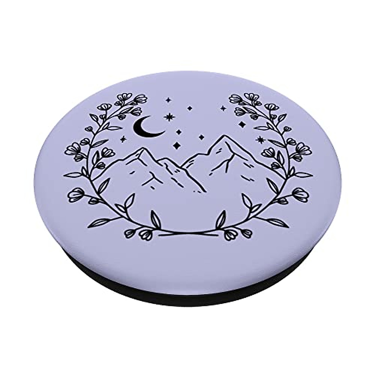 Purple-Lavender - Boho Chic Floral Moon Mountain PopSockets Swappable PopGrip