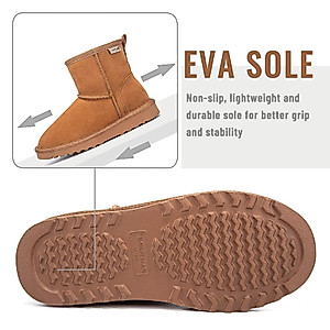 FANTURE Kids Snow Boots Boys Girls Winter Boots Cow Suede Warm Faux Fur Lined Durable Shoes(Little Kid/Big Kid) U422TX902.SA-Tawny-27