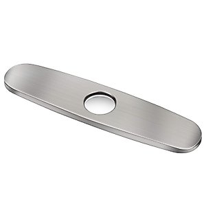 KWODE 10 Inch Single Hole Cover Deck Plate, Escutcheon Plate Stainless Steel Kitchen Sink Faucet Cover Plate for 1 or 3 Hole Bathroom Vanity Sink Faucet, Covering Unused Mounting Holes
