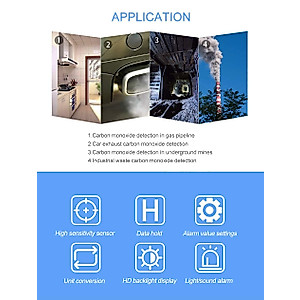 Cheffort Handheld Carbon Monoxide Meter, Portable Carbon Monoxide Detector, Professional-Grade CO Gas Tester with LCD Backlit Display, 0-1000PPM Range for Industrial and Home (Battery Not Included)