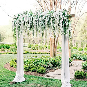 CEWOR 18 Pack Wisteria Hanging Flowers 3.7 Feet Artificial Flowers Fake Wisteria Vine Hanging Garland Silk Flowers String for Wedding Party Home Greenery Wall Decor (White)