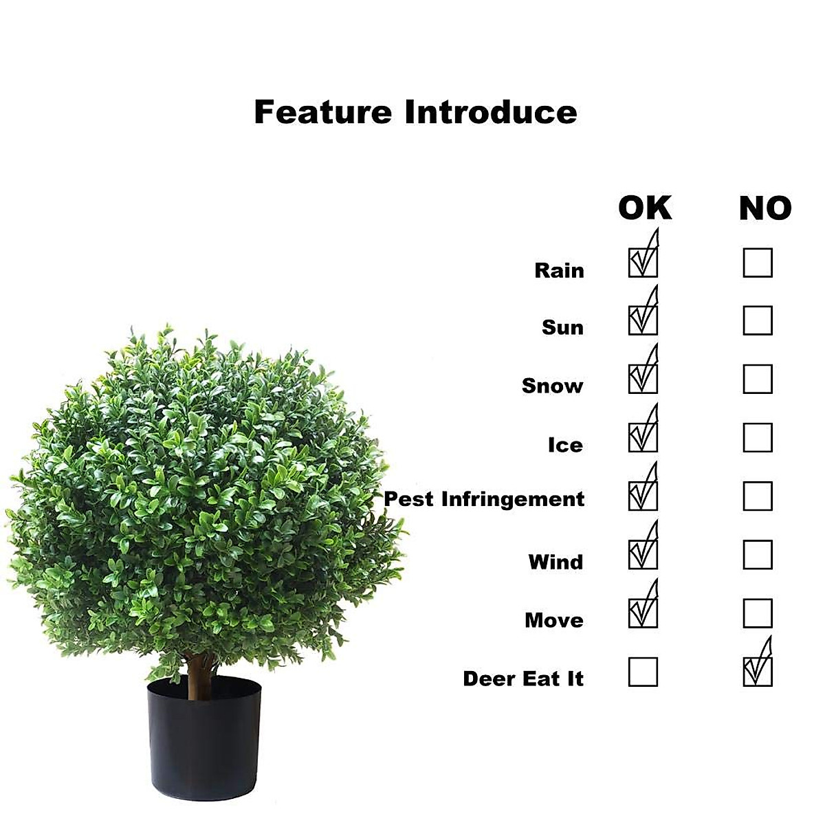 24''T 18''D Artificial Trees for Outdoors Set of 2 Potted Bushes Home Decor Artificial Topiariy Trees for Front Porch