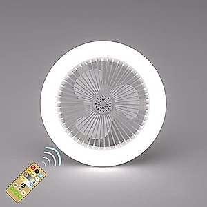 HTNBO E27 Ceiling Fan with Lights Modern Indoor Low Profile Bladeless Enclosed Ceiling Fans for Bedroom/Living Room/Small Space (Gray)