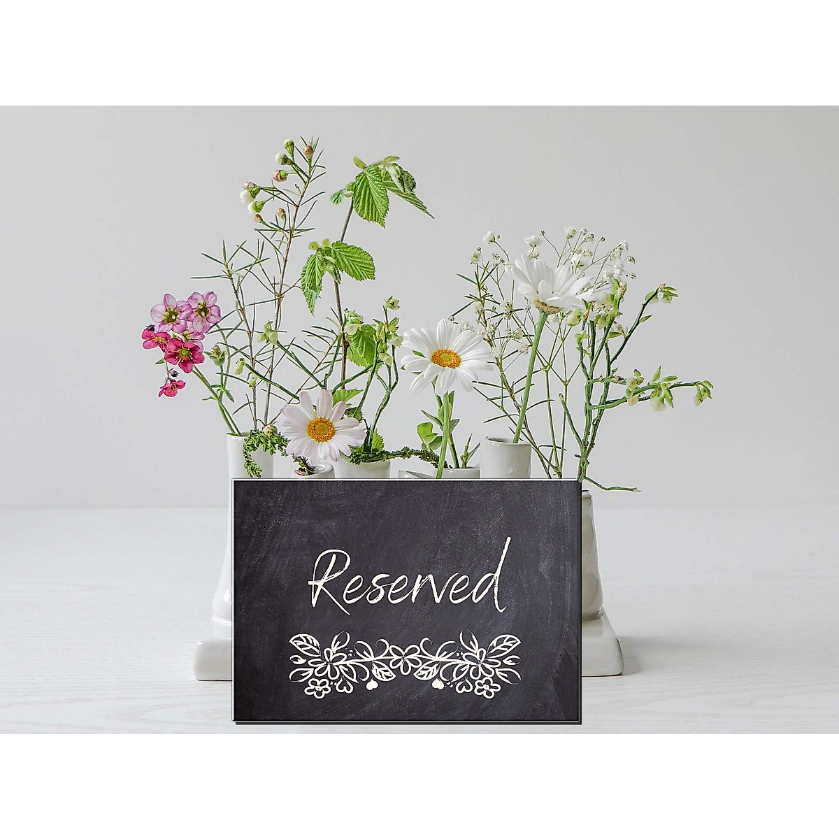 15 Reserved Signs for Tables Wedding Reception | Reserved Table Cards | Table Setting Cards |Vintage Chalk Design | 4 x 6 Double Sided Print | Party Events