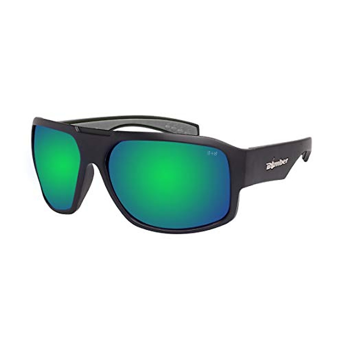 BOMBER MEGA Bomb M103GM Safety Sunglasses for Men with Matte Black frame, Green Mirror Safety Sunglass lens, Non-Slip foam lining, ANSI Z87+ Compliant, UV Protection - M103GM