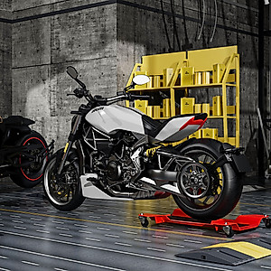 Premium Motorcycle Center Stand Mover Dolly | 360° Casters | Easy Bike Movement | Ideal for Garage, Workshop, and Display | Rust-Resistant Steel | Fits Yamaha FZ1, FZR, FJR, and More