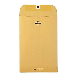 Quality Park 6" x 9" Clasp Envelopes, Brown Kraft, Gummed Flap, 100/Box (QUA37755)