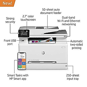 HP Color Laserjet Pro M283fdw Wireless All-in-One Laser Printer, Remote Mobile Print, Scan & Copy, Duplex Printing (7KW75A), White, Model:7KW75A#BGJ (Renewed)