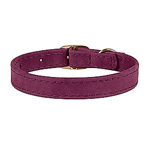 Cat Collar Adjustable Soft Genuine Leather Pet Collars for Cats Kitten Puppy Small Dogs (Burgundy)