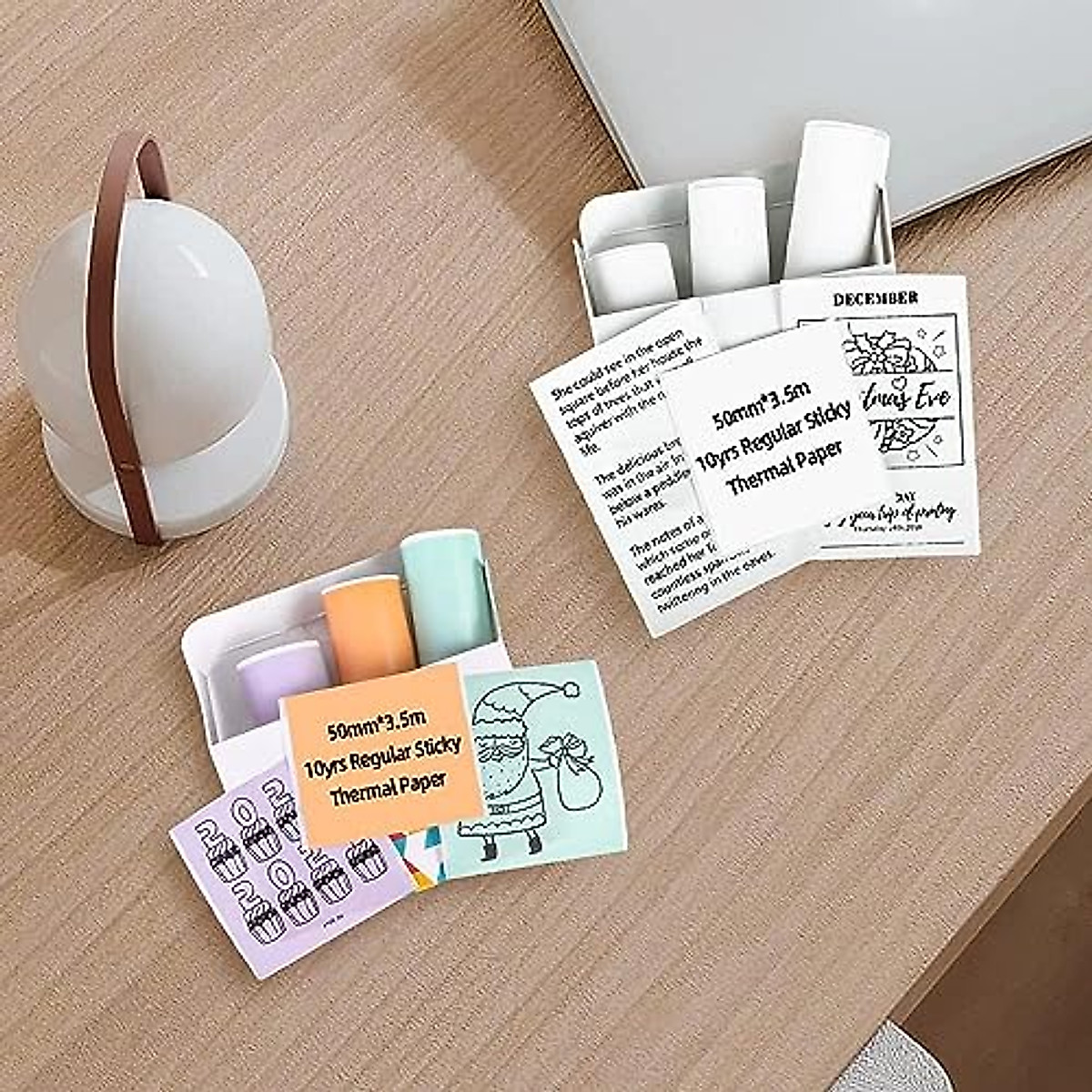 Print Pod Sticker Printer, Mini Pocket Printer, Inkless Sticker Printer for School, Fast Printing Portable Mini Thermal Printer with Print Paper (Printing Paper *4, Blue)