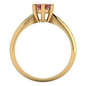Clara Pucci 0.9ct Marquise Cut Solitaire Crimson Deep Red Garnet Bridal Designer Wedding art deco Anniversary Ring 14k Yellow Gold