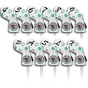Golf Head Covers Driver Fairway UT Cover Putter Iron Cover Golf Club Protector Lucky Clover