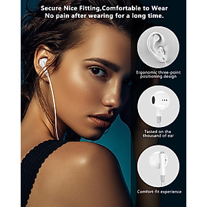 Oceovc iPhone Wired Earbuds with Lighting Connector [No Bluetooth Required/MFi Certified] Built-in Microphone & Volume Control Earphones- iPhone Headphones Compatible with iPhone 14/13/12/SE/11/X/XS
