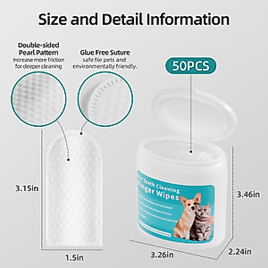 OKAMMY Dog Teeth Cleaning Dental Wipes - Reduces Plaque & Freshens Breath Finger Wipes, Disposable Gentle Cleaning & Gum Care Pet Wipes - 50 PCS