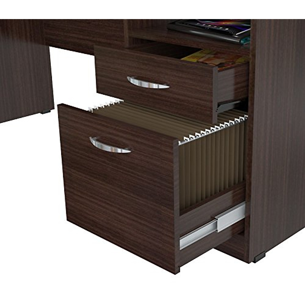 Inval America Curved Top Desk, Espresso-Wenge/Silver