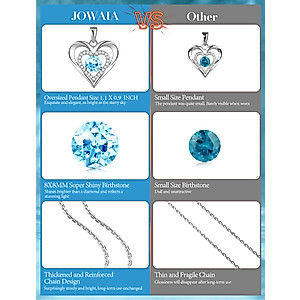 925 Sterling Silver Heart Necklace for Women Love Pendant Shiny Large Creat Aquamarine Birthstone Necklace Jewelry Valentine's Day Birthday Mothers Day Gifts for Mom Her Women Wife