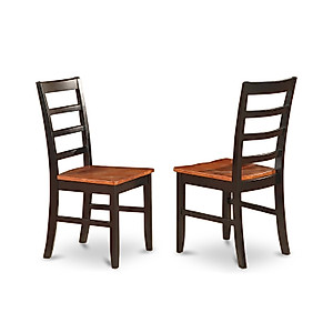 HomeStock Country Cottage 3-Pc Dining Table Set Includes A Small Table and 2 Kitchen Chairs with Solid Wood Seat and Ladder Back, Black and Cherry Finish