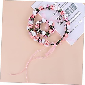 FOMIYES 2pcs Hair Tie Bracelet Bride Headpieces for Wedding Corsage Wristlet Band Flower Garland Flower Wristband Floral Headdress Hair Accessories Headband Headgear Hair Ring The Flowers