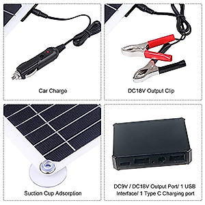 Paddsun 200W 12V Solar Panel Battery Charger Kit Monocrystalline PV Module for Car RV Marine Boat Caravan Off Grid System with 100A Charge Controller+Extension Cable