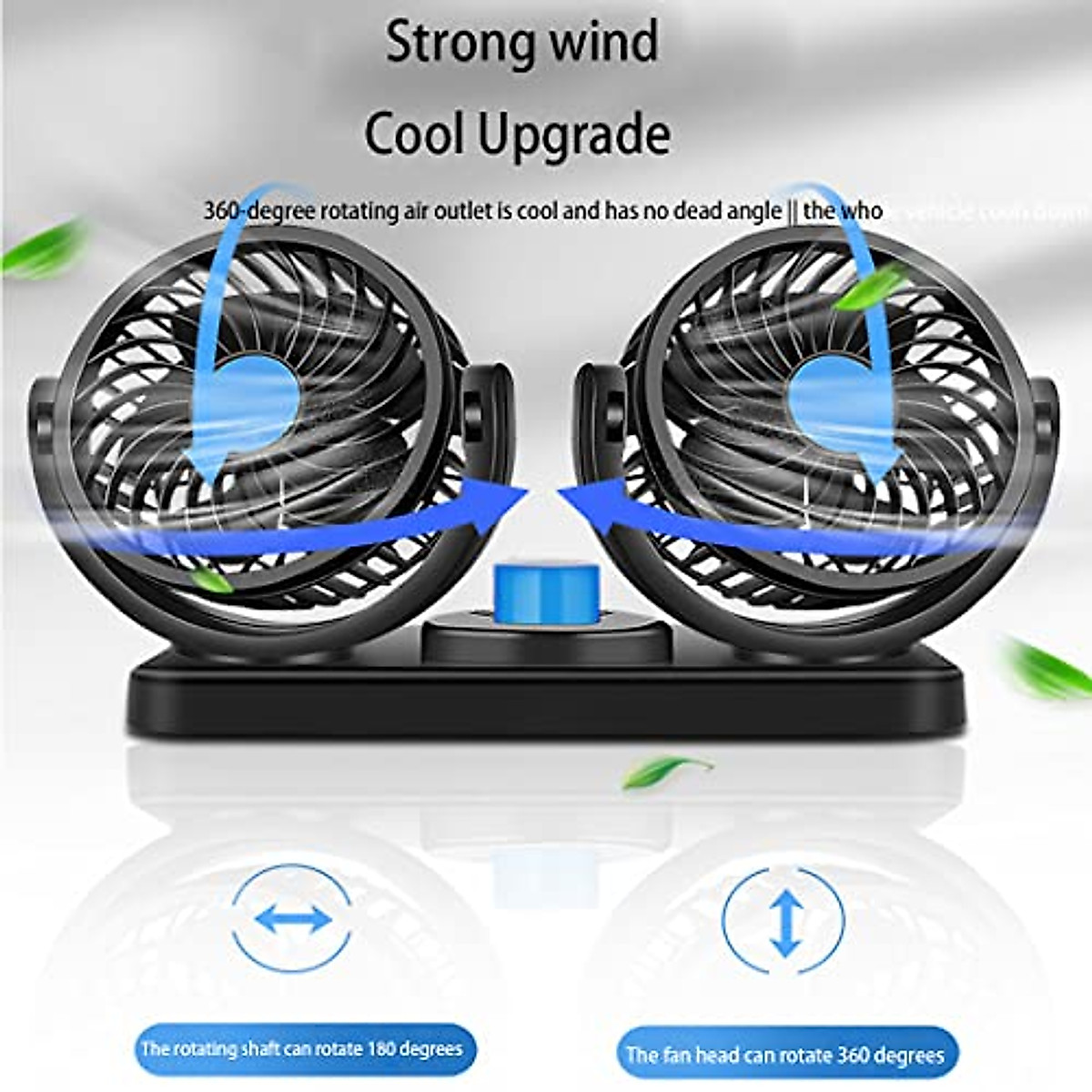 Car Fan, Electric Car Fans for Rear Seat Passenger Portable Car Seat Fan Headrest 360 Degree Rotatable Backseat Car Fan (24V Cigarette Lighter)