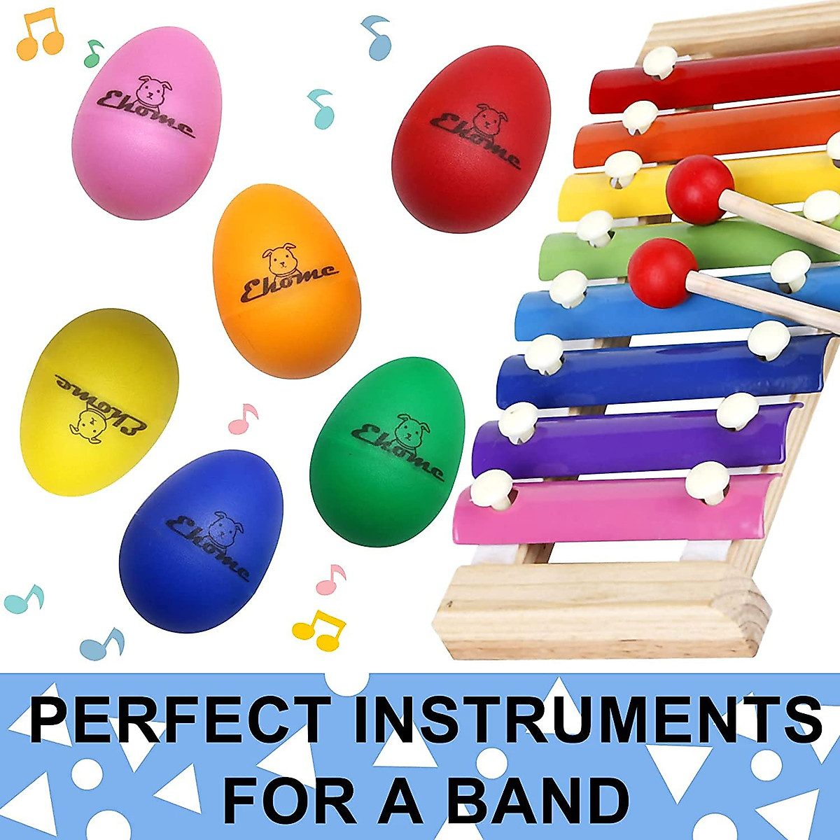 Ehome Easter Egg Shakers, 12Pcs Egg Shakers Musical Instruments, Egg Shakers for Babies, Plastic Eggs for Toddlers 1-3, Easter Baby Shaker Toy, 6 Colors Montessori Baby Maracas(Plastic)
