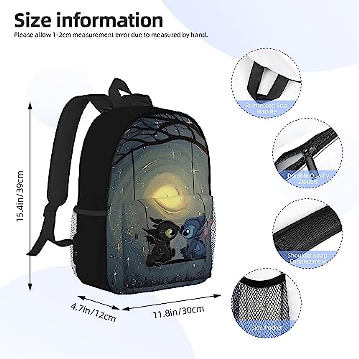 UGLYAF Cartoon Backpack 15 Inch High Capacity Multifunction Backpacks, One Size 2