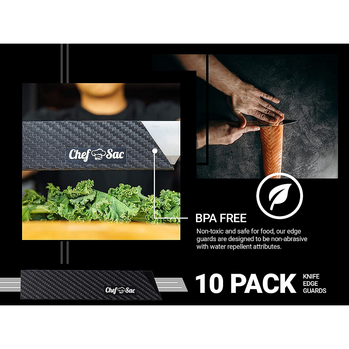 Waxed Canvas Chef Knife Roll Bag with 10-Pack Knife Guards Included