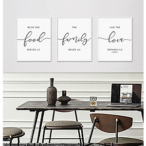 Bless The Food Before Us Kitchen Wall Art Dining Room Decor Kitchen Signs Bible Verse Kitchen Decor Wall Artwork Gift New Home Decor Set Of 3 Unframed (11X14 INCH)