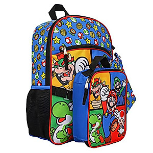Bioworld Super Mario Bros Characters & Power-Ups 16" Youth 5-Piece Backpack Set
